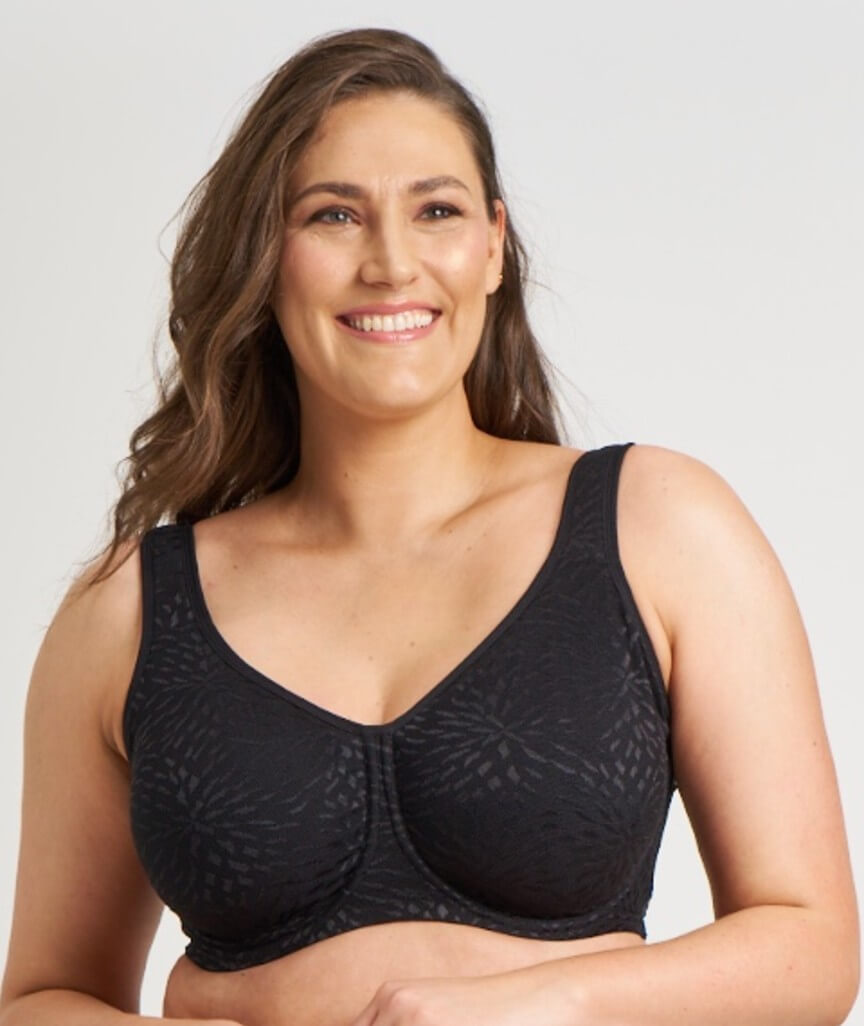 Ava & Audrey Millie Jacquard Mesh T-Shirt Underwire Bra - Black – Big ...